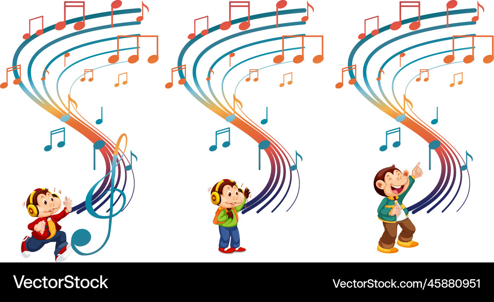 Monkey cartoon character with music note Vector Image