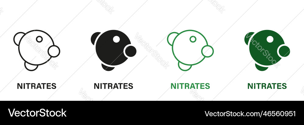 Nitrite ingredient line and silhouette icon set Vector Image