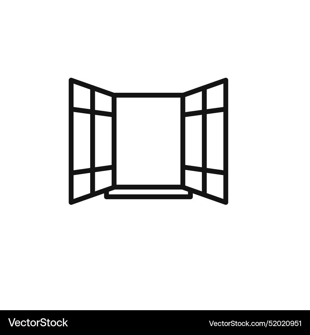 Open window icon outline collection in black Vector Image