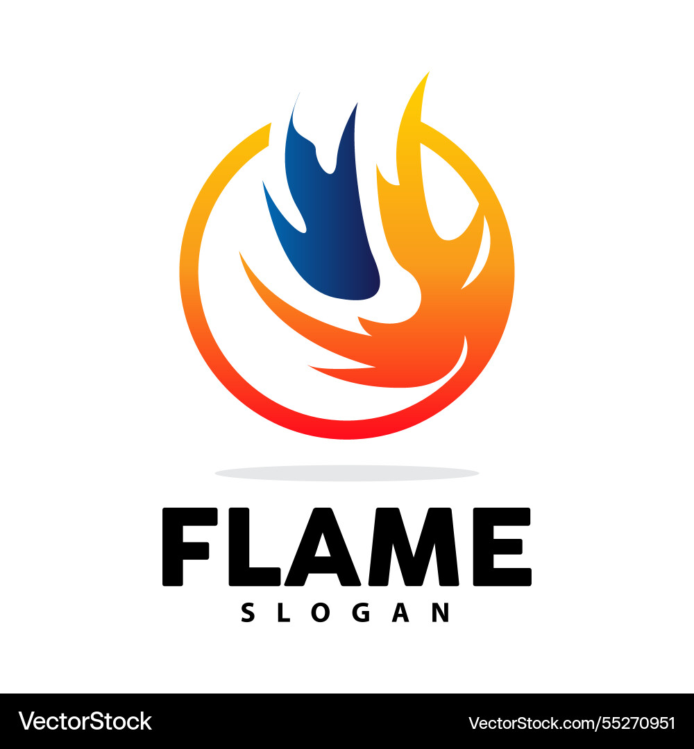 Red flame logo burning heat fire Royalty Free Vector Image