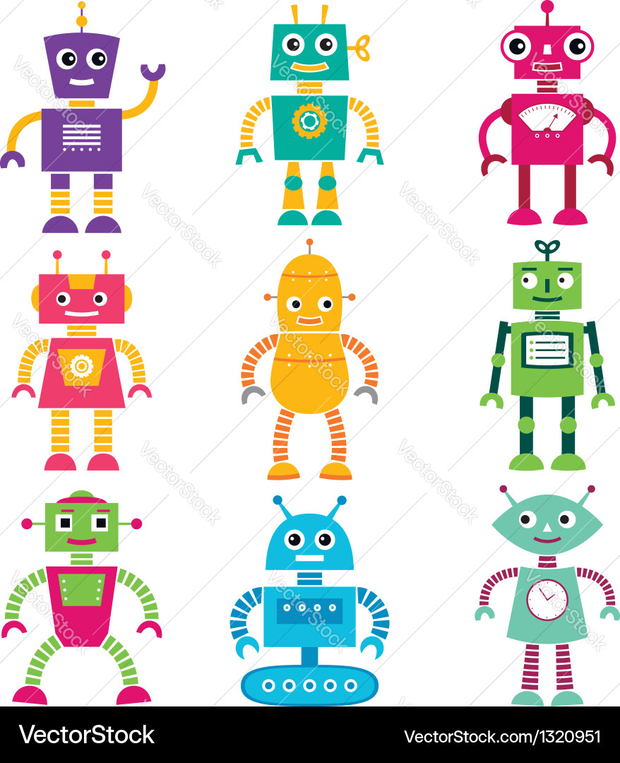 Robots set Royalty Free Vector Image - VectorStock