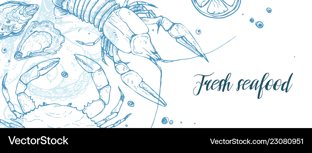 Seafood poster Royalty Free Vector Image - VectorStock