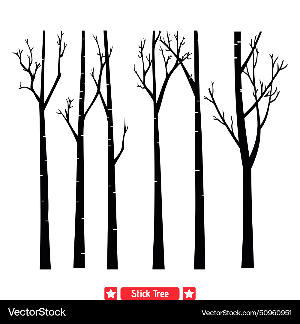 Silent sentinels majestic stick tree collection Vector Image