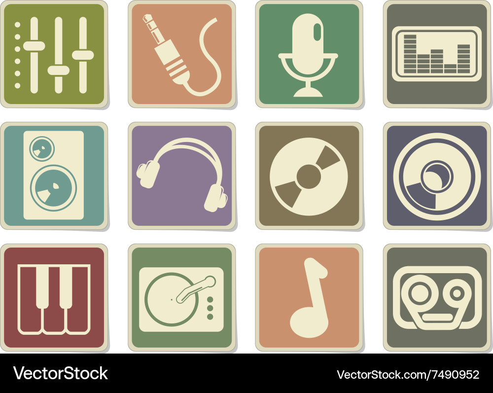 Audio and music simple icons Royalty Free Vector Image