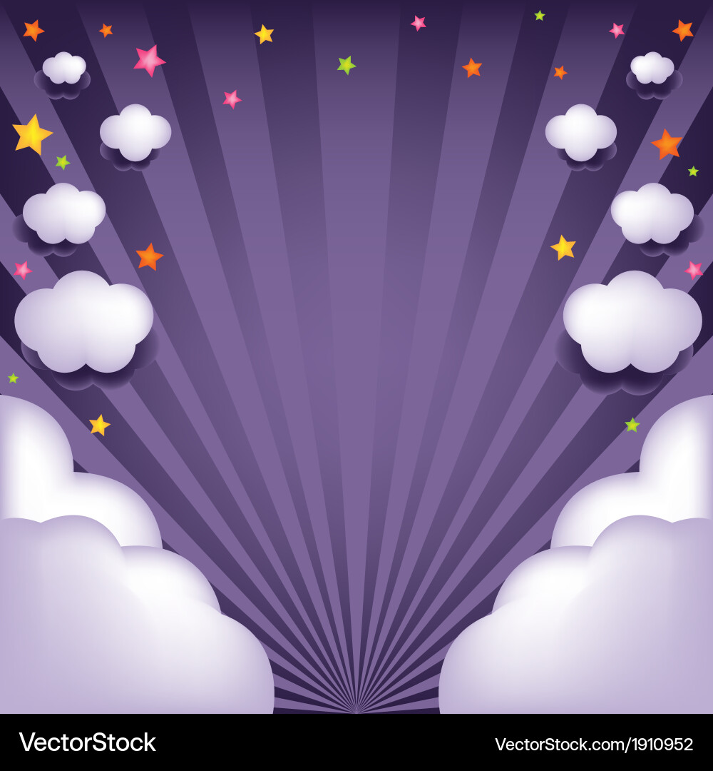 Background with clouds and stars Royalty Free Vector Image