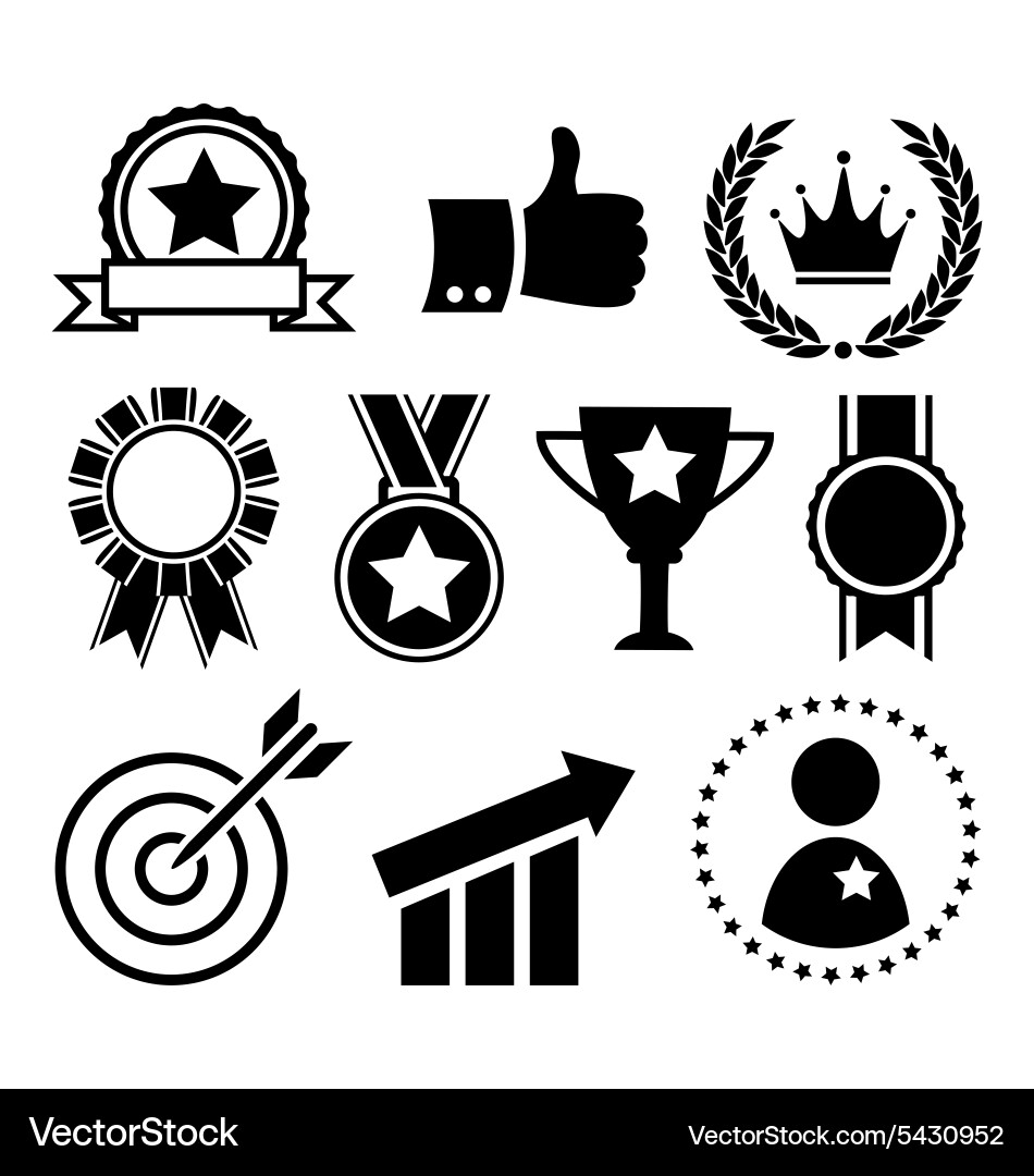 Festive celebration winner success flat icons Vector Image