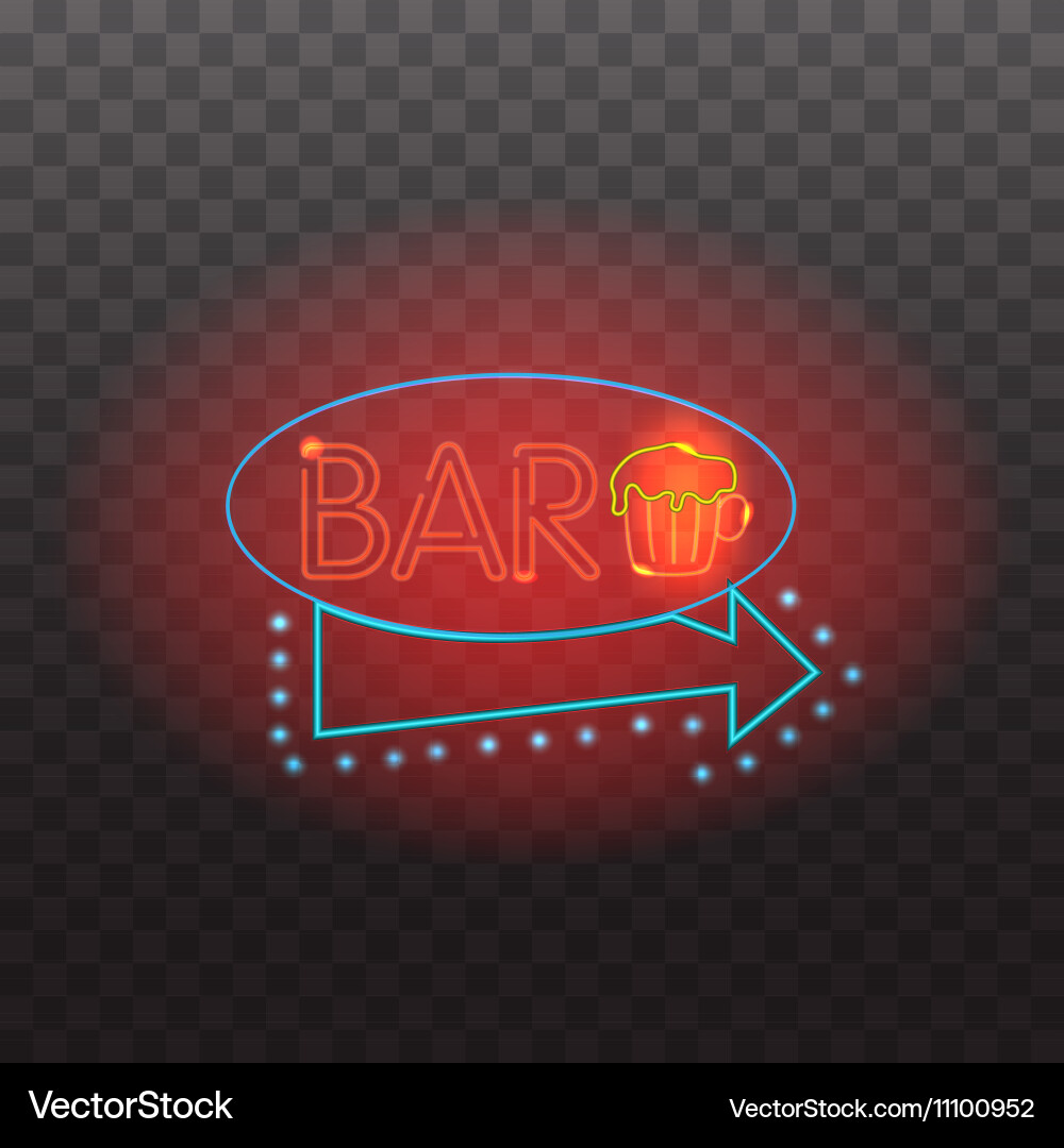 Glowing neon light signs illuminated isolated Vector Image