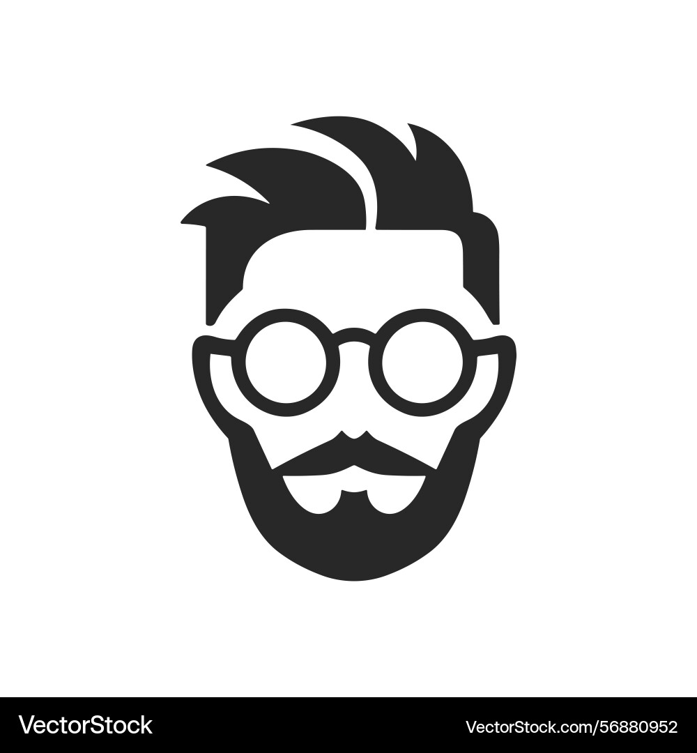 Hipster beard man face head icon Royalty Free Vector Image
