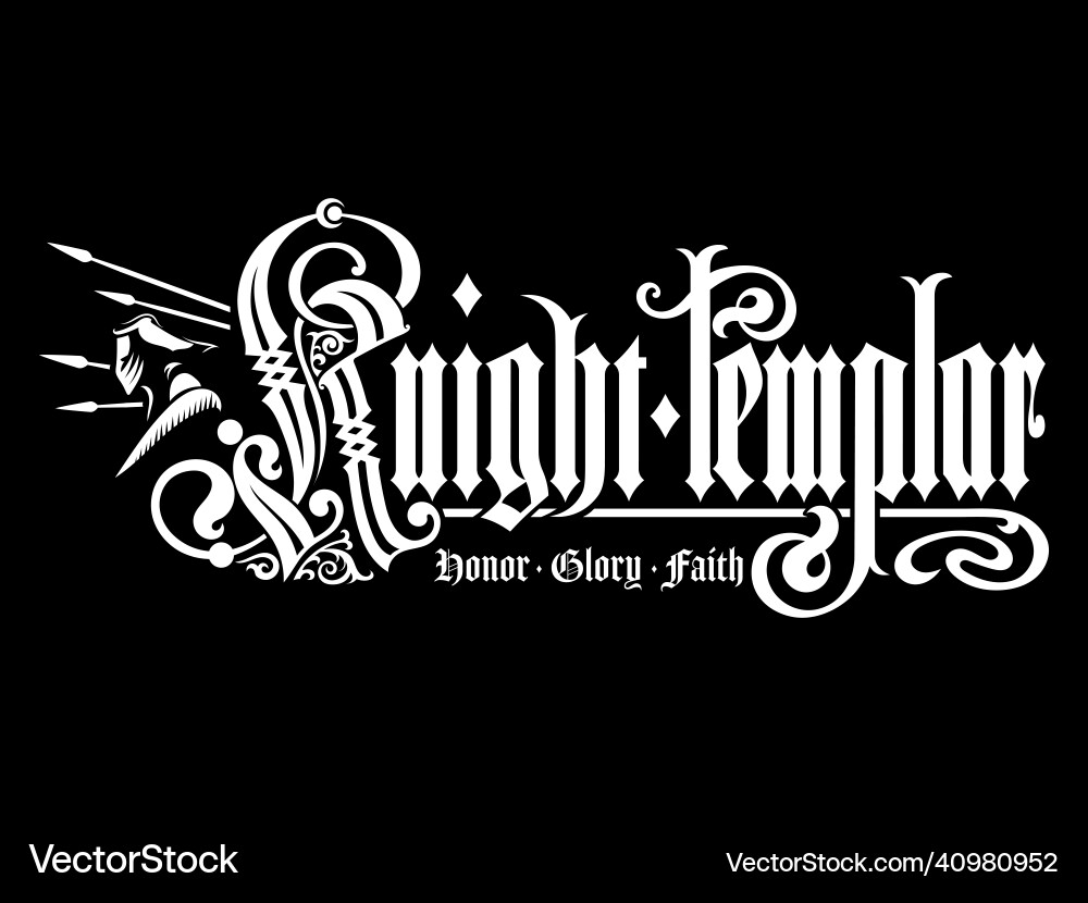 Medieval knightly design handwritten lettering Vector Image