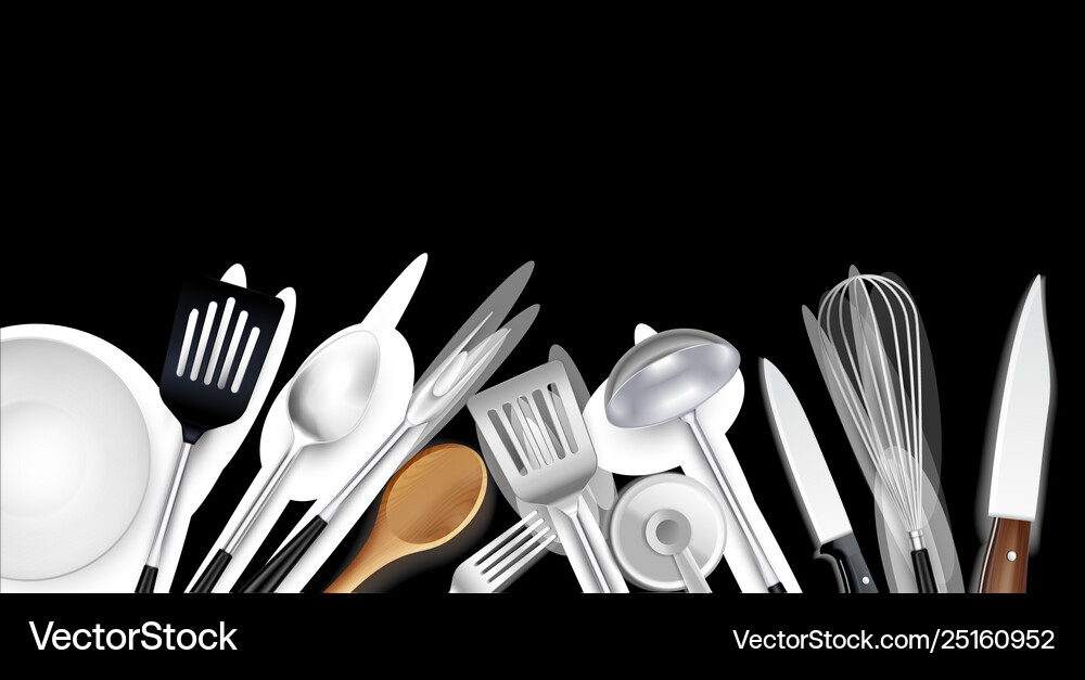 Realistic cooking tools background Royalty Free Vector Image