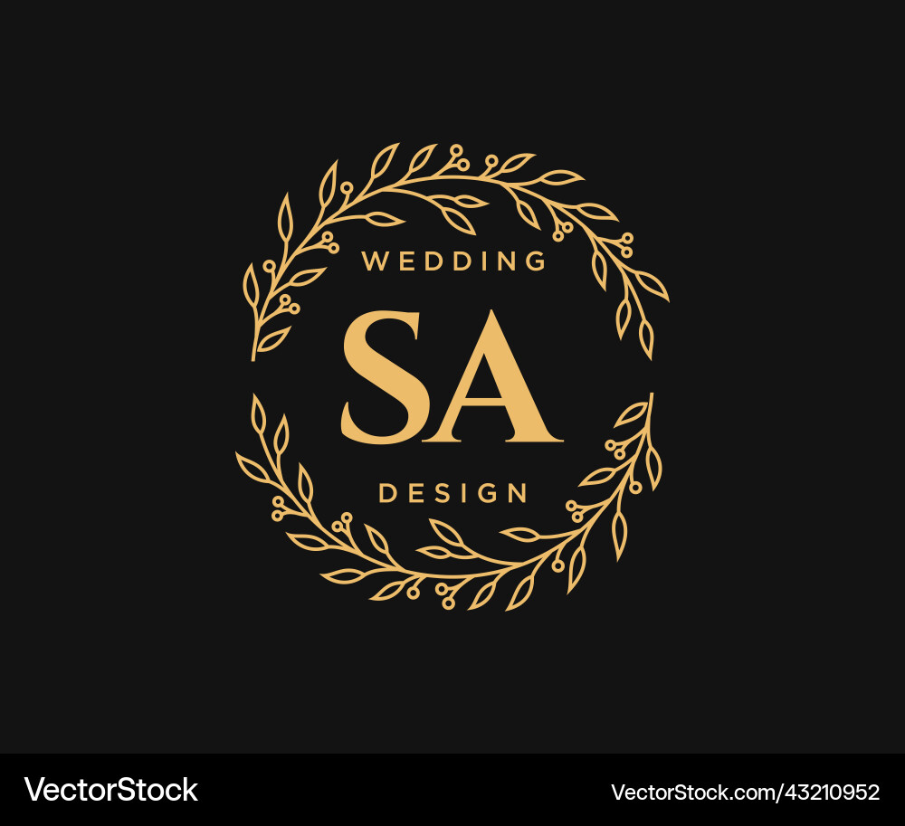 Sa initials letter wedding monogram logos Vector Image