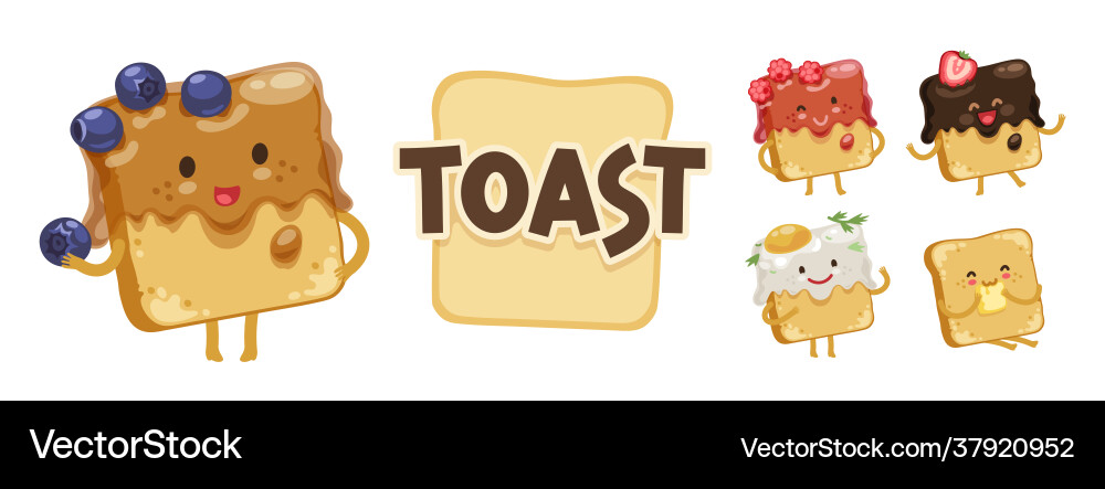Toast emoji set Royalty Free Vector Image - VectorStock