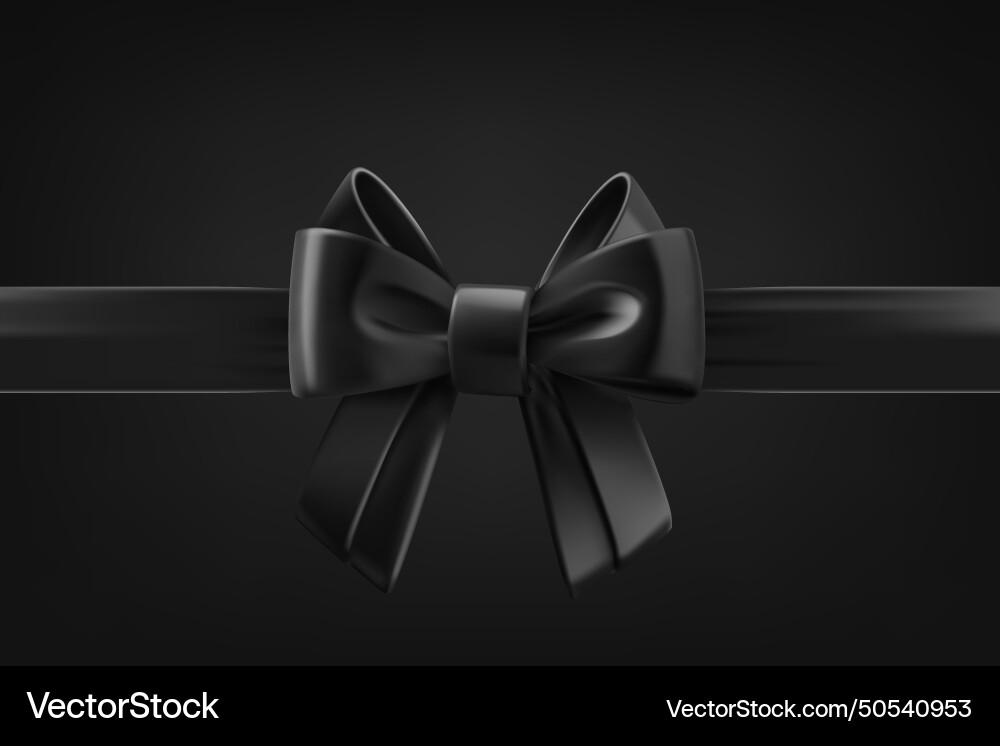 Black ribbon with bow on background 3d Royalty Free Vector