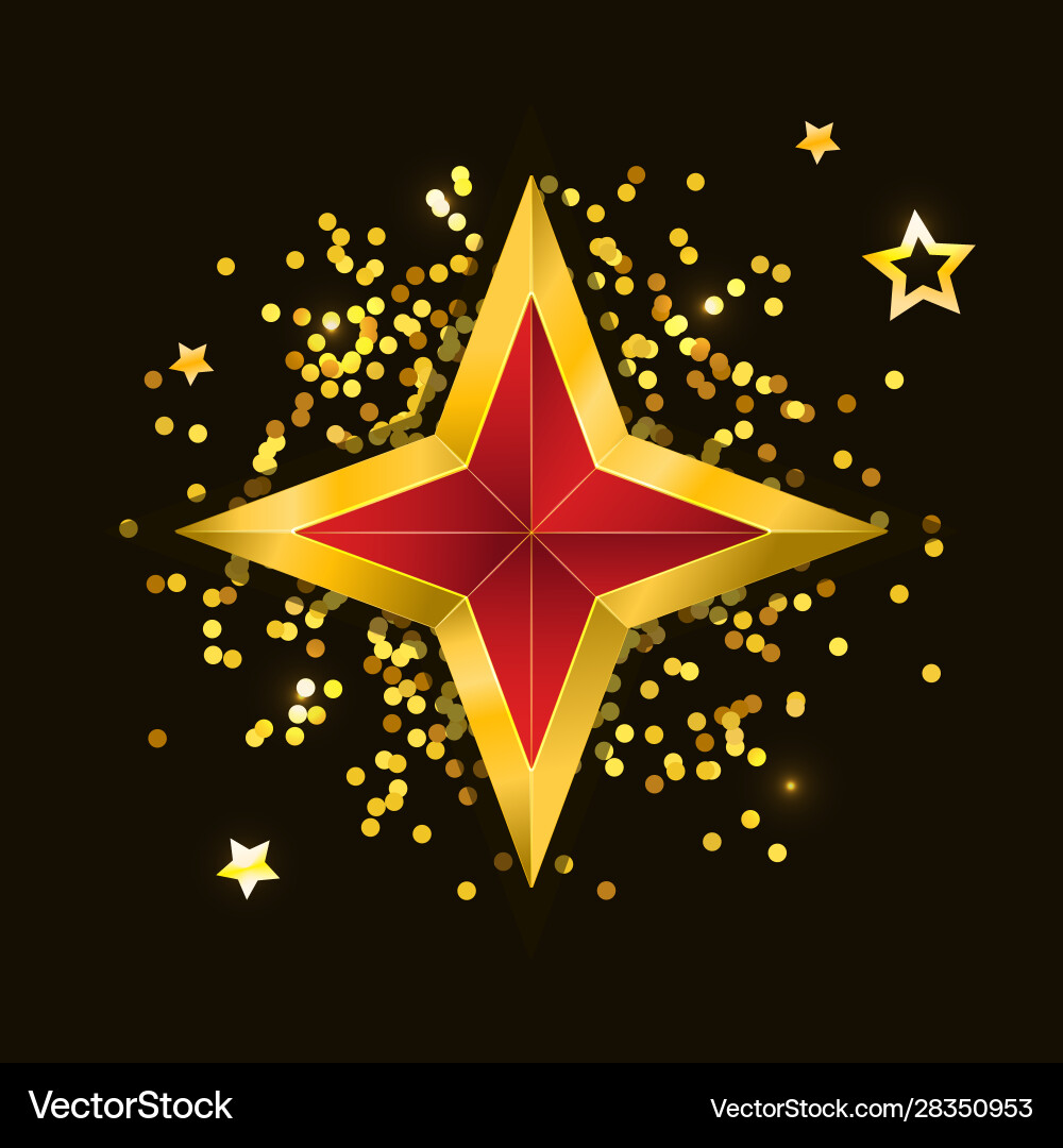 Gold rot Stern 3d Kunstsymbol Lizenzfreies Vektorbild