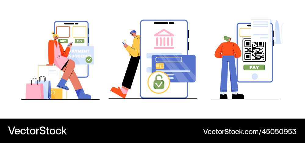 Online bill payment via mobile phone concept Vector Image