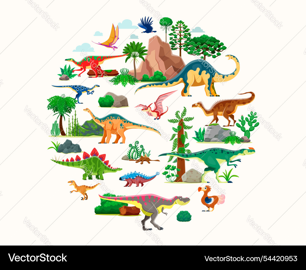 Prehistoric dinosaurs cartoon dino characters Vector Image