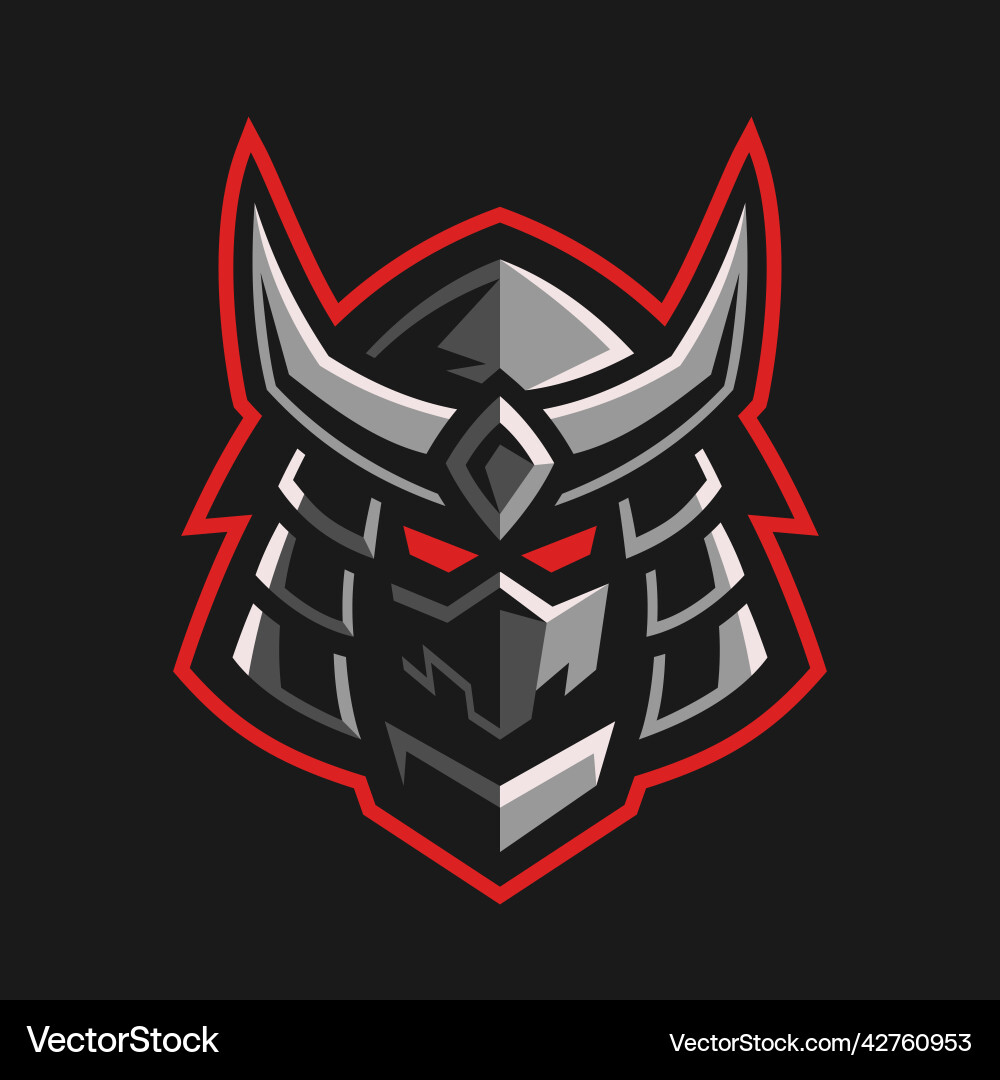 Traditional japanese samurai head logo design Vector Image