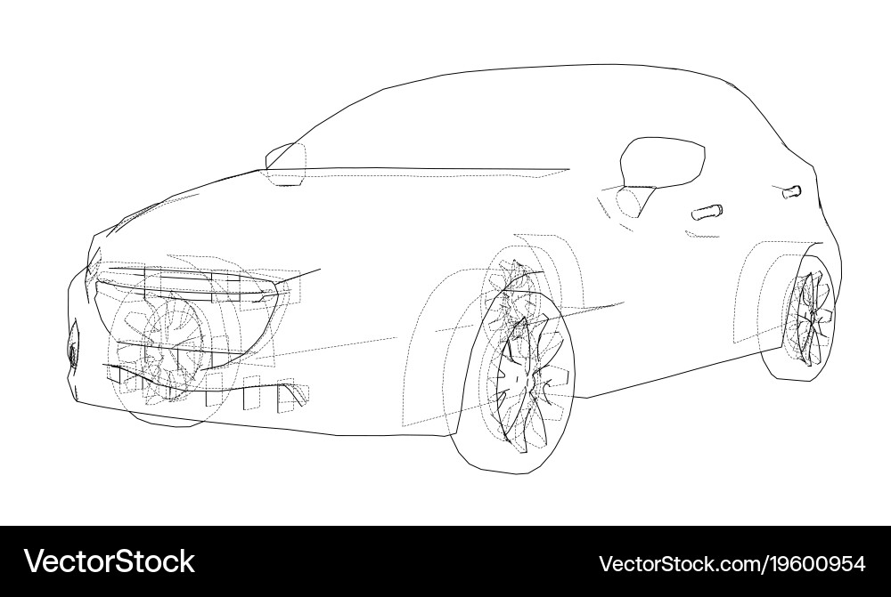 Car outline drawing Royalty Free Vector Image - VectorStock