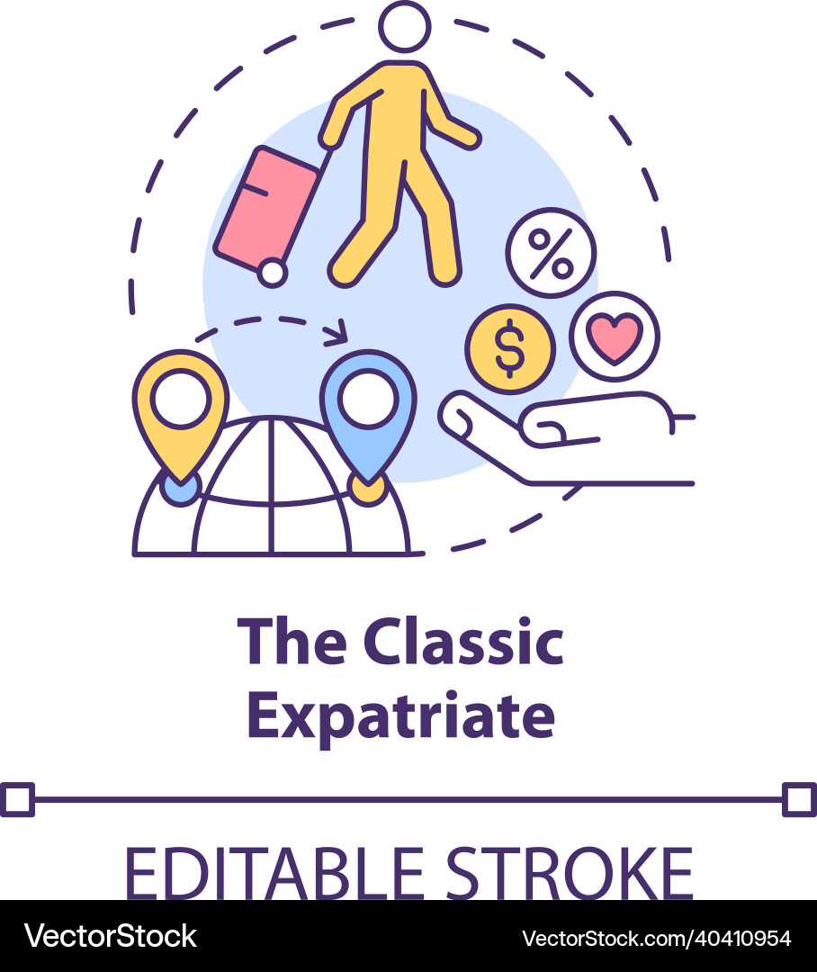 Classic expatriate concept icon Royalty Free Vector Image