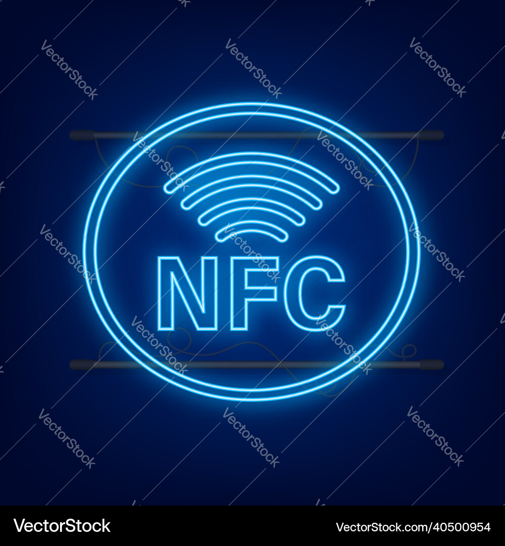 Contactless wireless pay sign logo neon icon nfc Vector Image