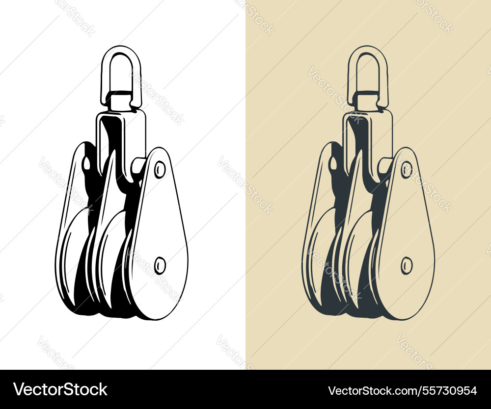 Double blocks for yacht rigging Royalty Free Vector Image