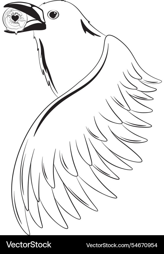 Eye apple in ravens beak abstract Royalty Free Vector Image