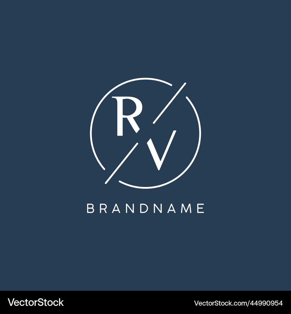 Initial letter rv logo monogram with circle line Vector Image