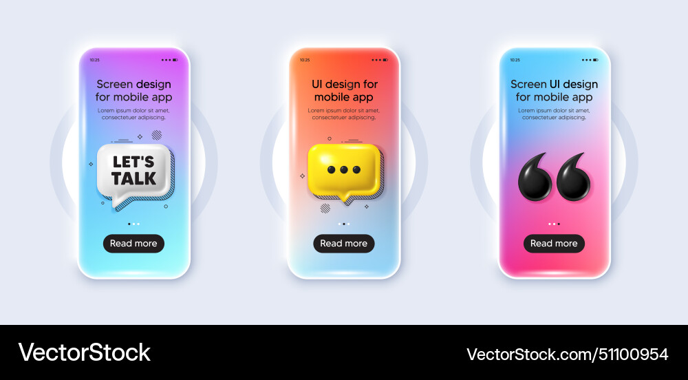 Lets talk tag connect offer sign phone 3d mockup Vector Image