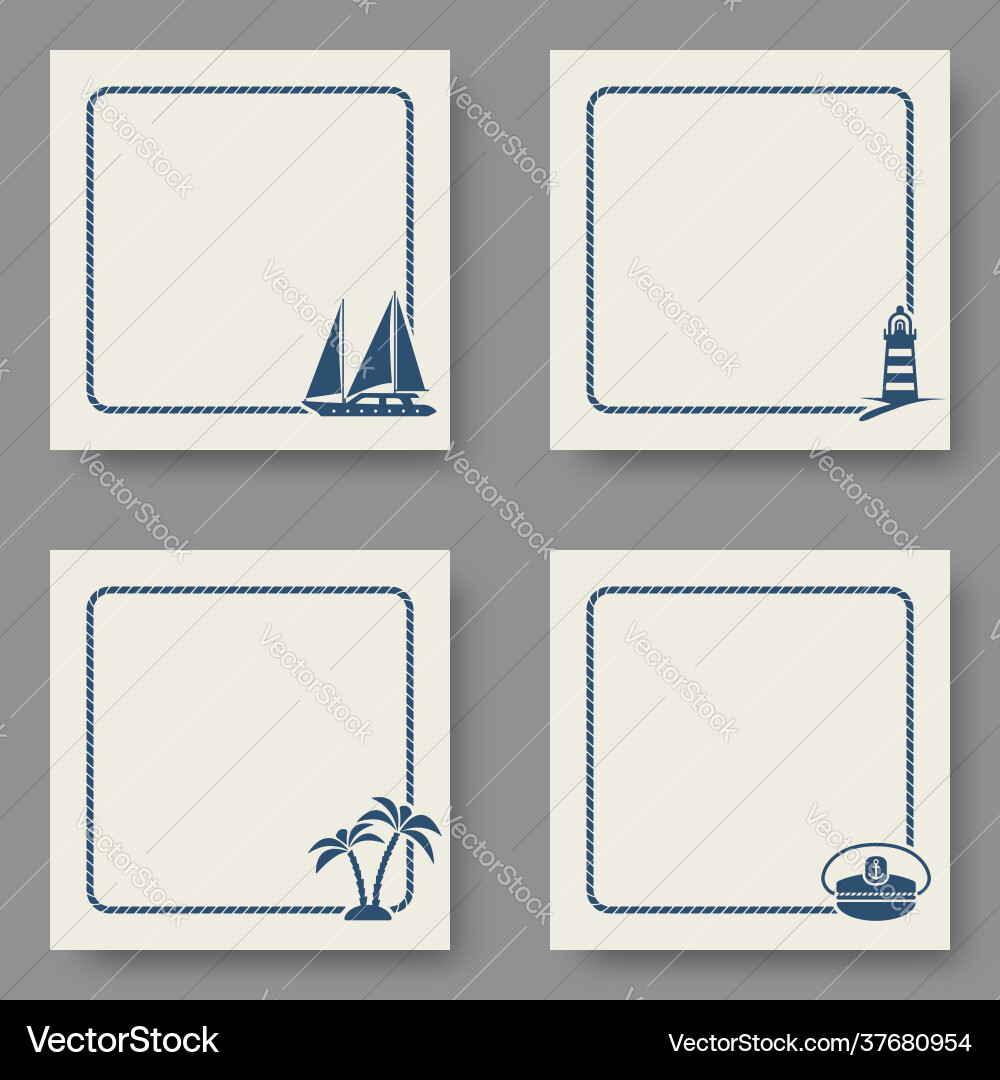 Marine backgrounds set with sea rope frame Vector Image