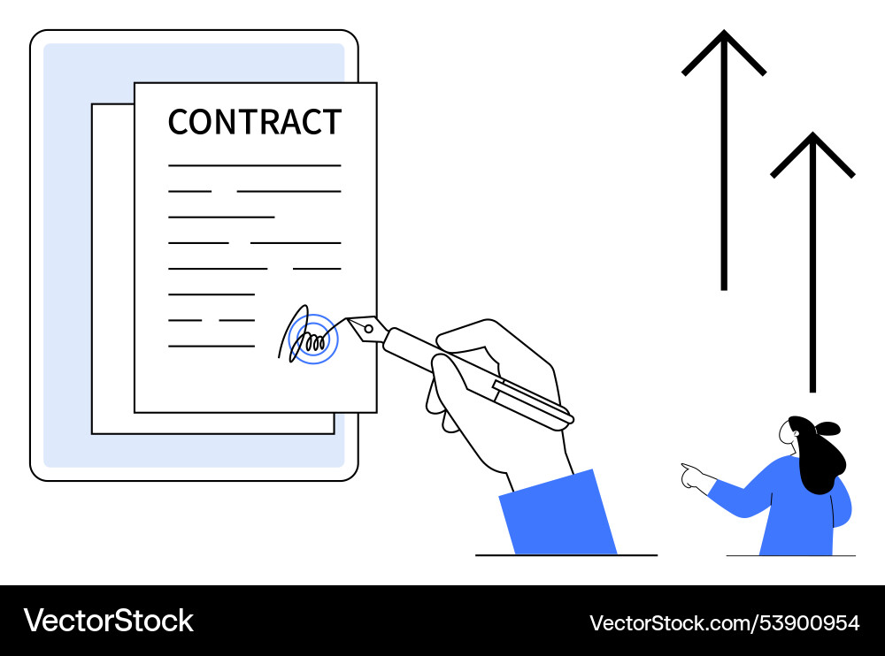 Signing a contract with digital signature Vector Image