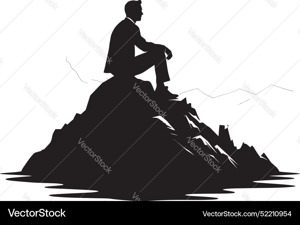 Summitserenity contemplative scene of man Vector Image