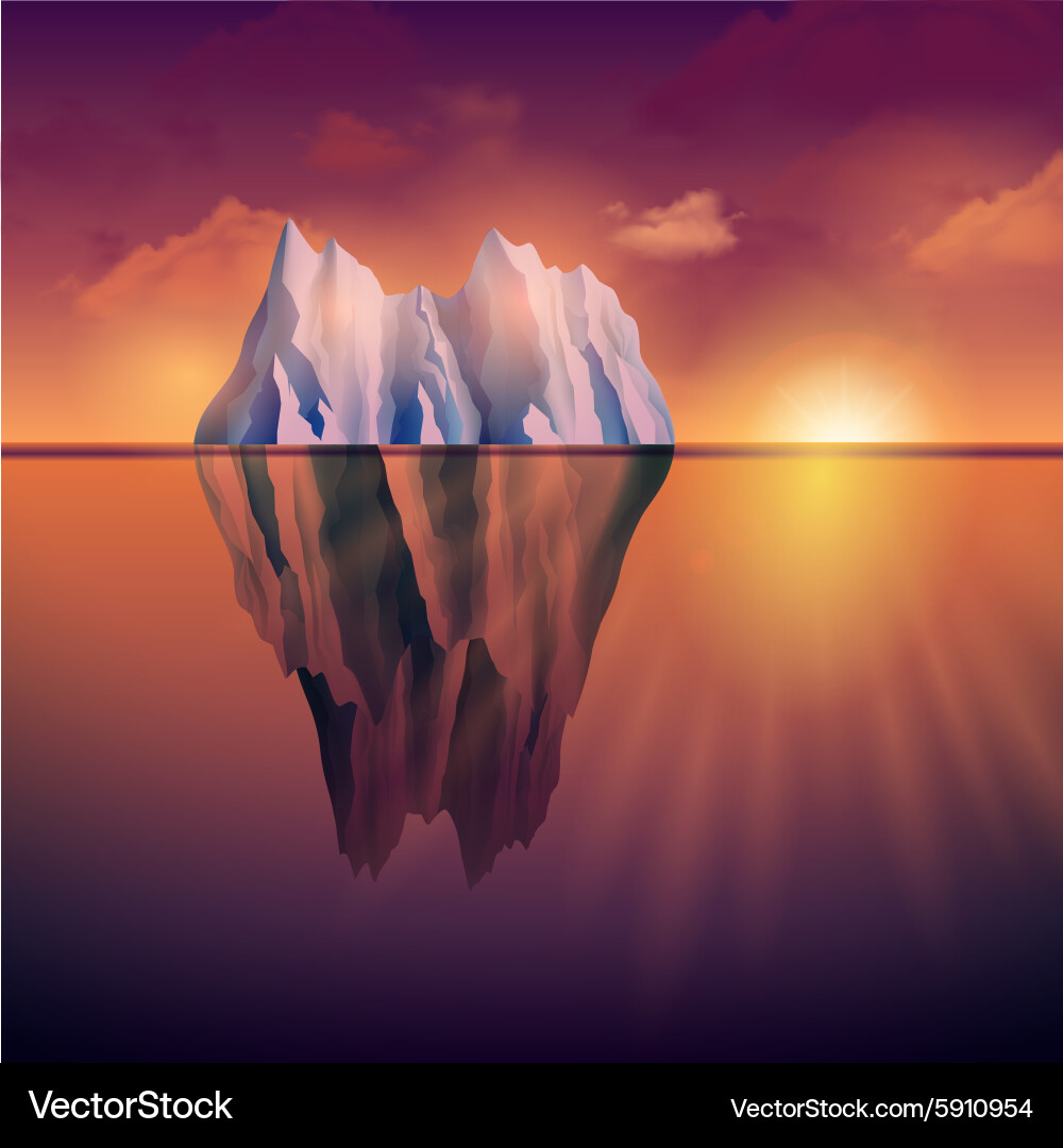 Sunset Iceberg Landscape Royalty Free Vector Image