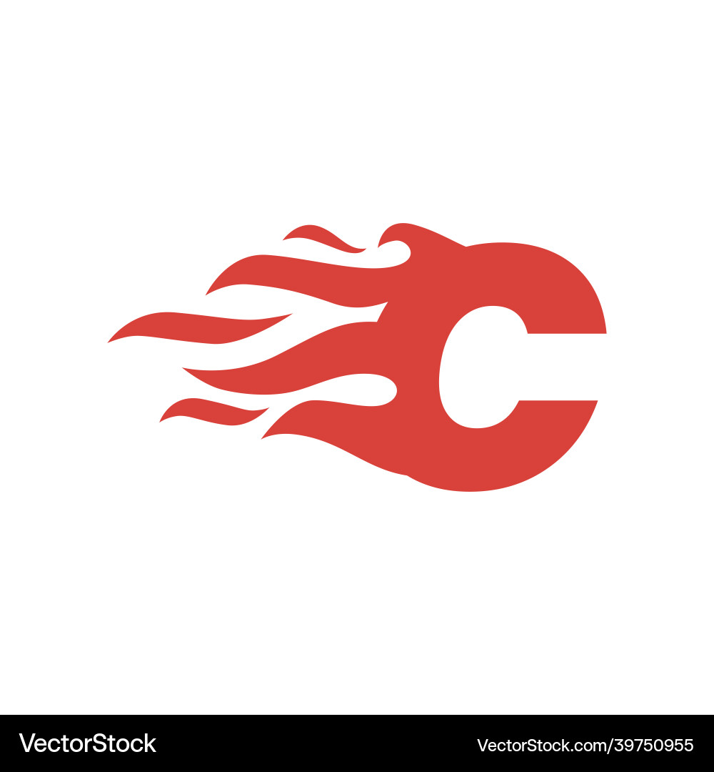 C letter lowercase fire flame hot logo icon Vector Image