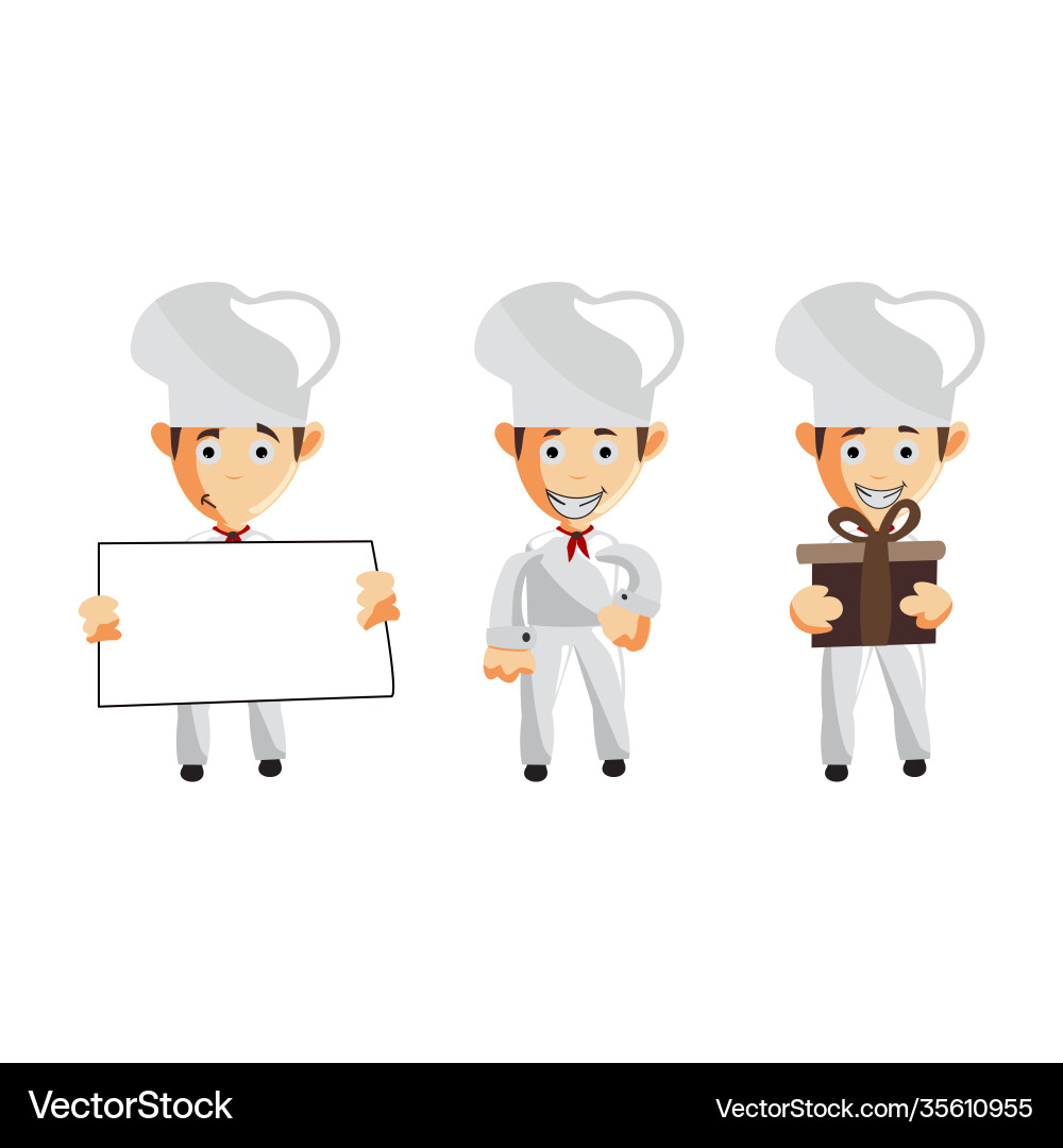Chef uniform character creation template pose set Vector Image