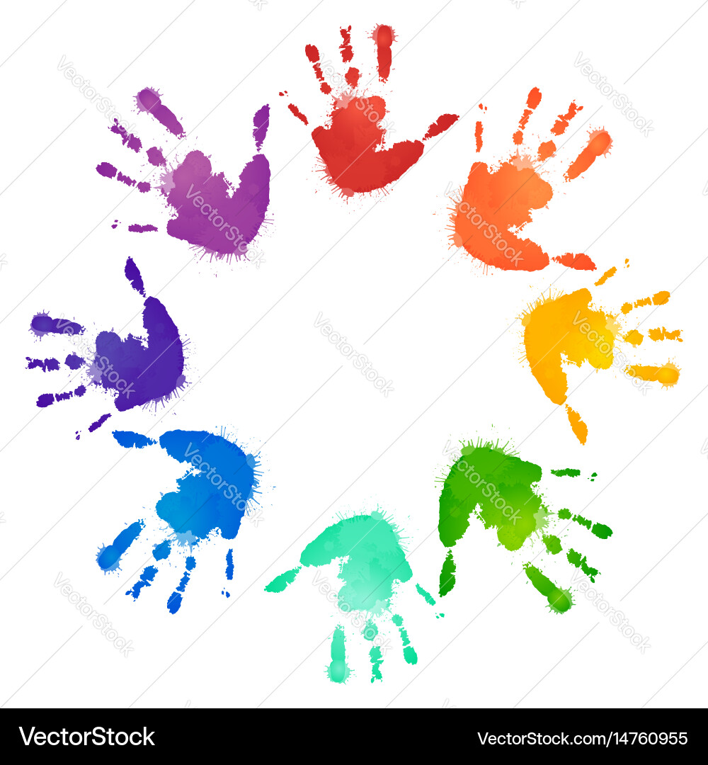 Children's Rainbow Handprints Royalty Free Vector Image