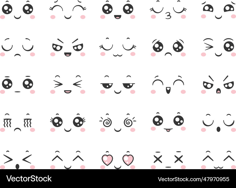 Cute doodle emoticons with facial expressions Vector Image