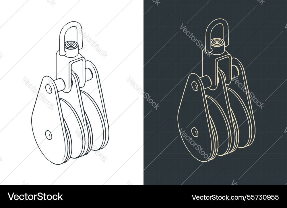 Double blocks for yacht rigging isometric Vector Image