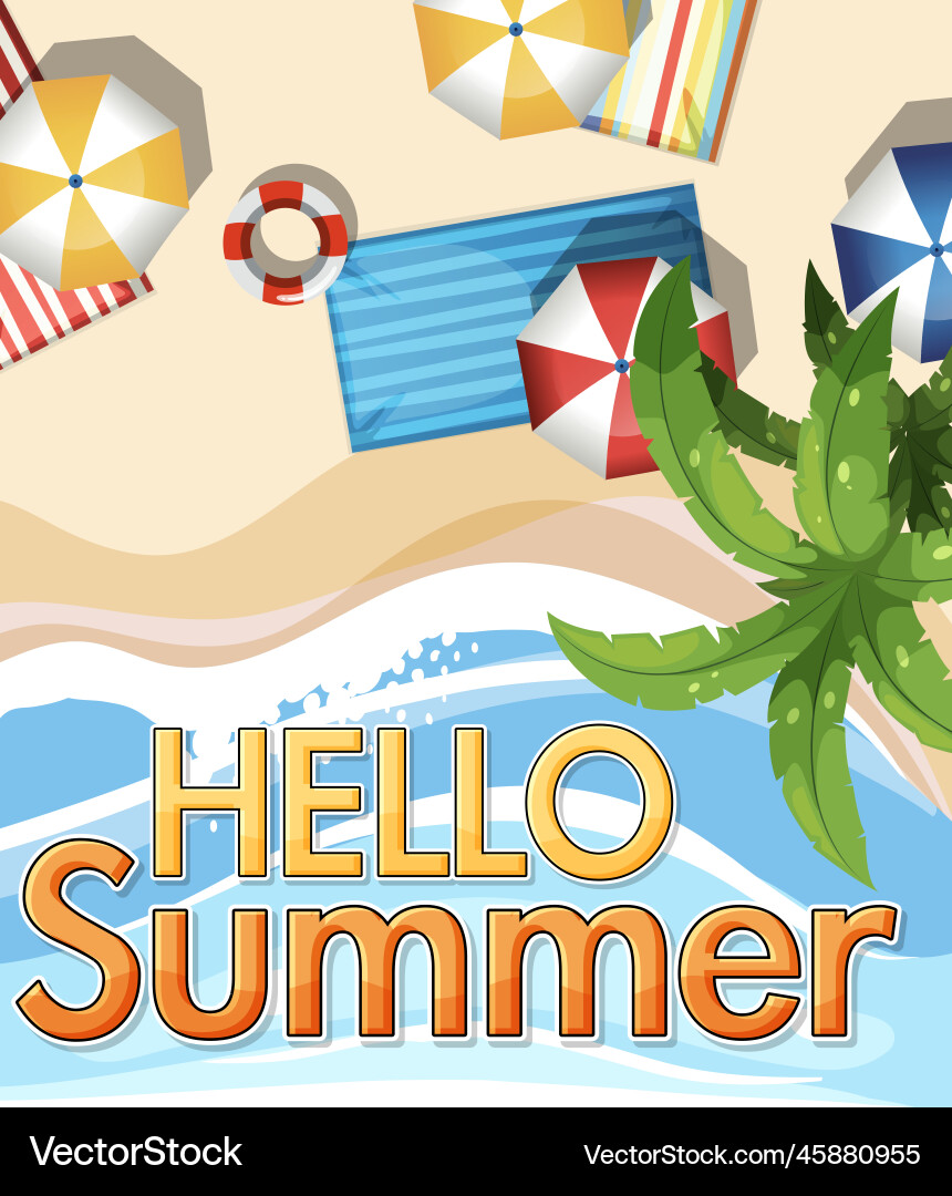 Hello summer banner template Royalty Free Vector Image