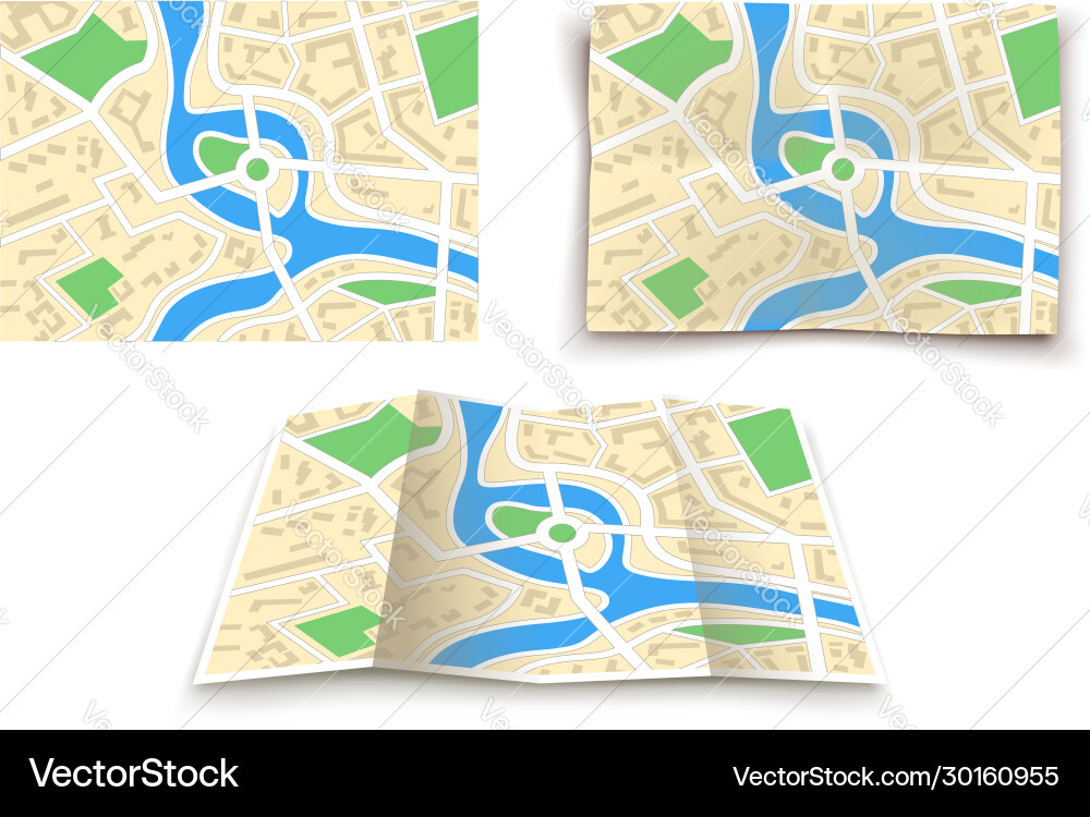 Paper maps set Royalty Free Vector Image - VectorStock