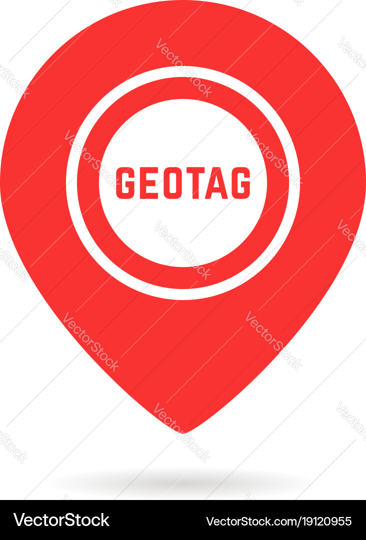 Simple red geotag logo or map pin icon Royalty Free Vector