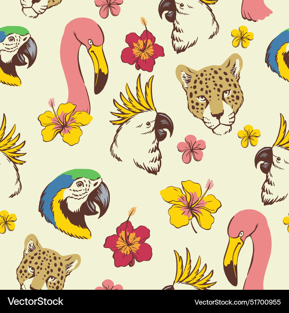 Summer seamless pattern with tropical animal Vector Image