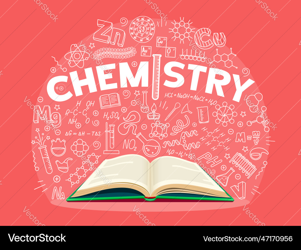 Chemistry textbook school science formulas board Vector Image