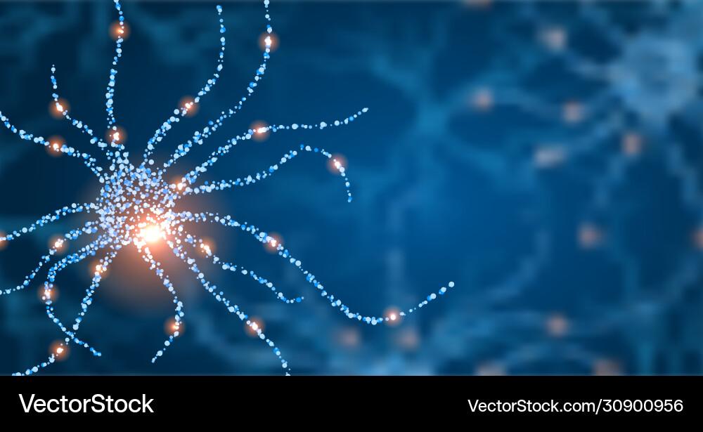 Concept neuron cells with glowing link knots Vector Image
