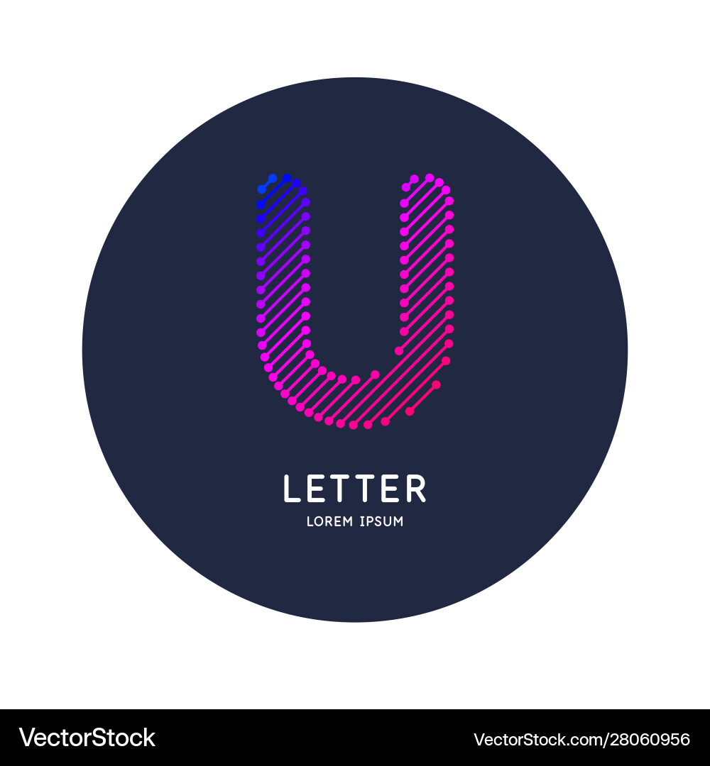 Letter u latin alphabet display Royalty Free Vector Image