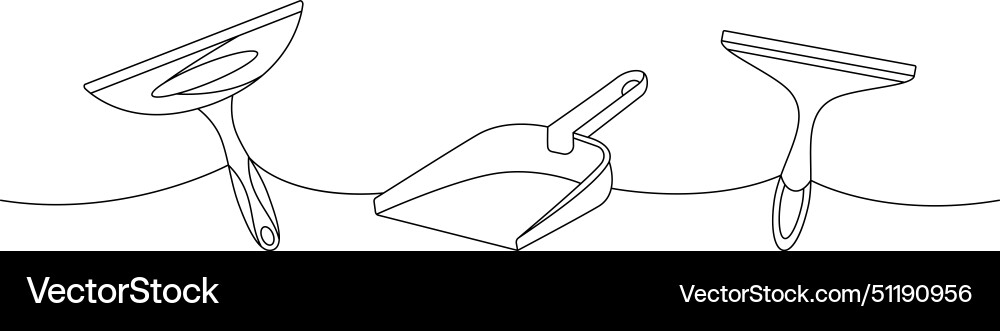 Set of cleaning tools one line continuous drawing Vector Image