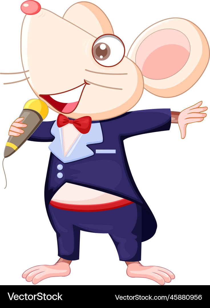 Singer rat cartoon character Royalty Free Vector Image