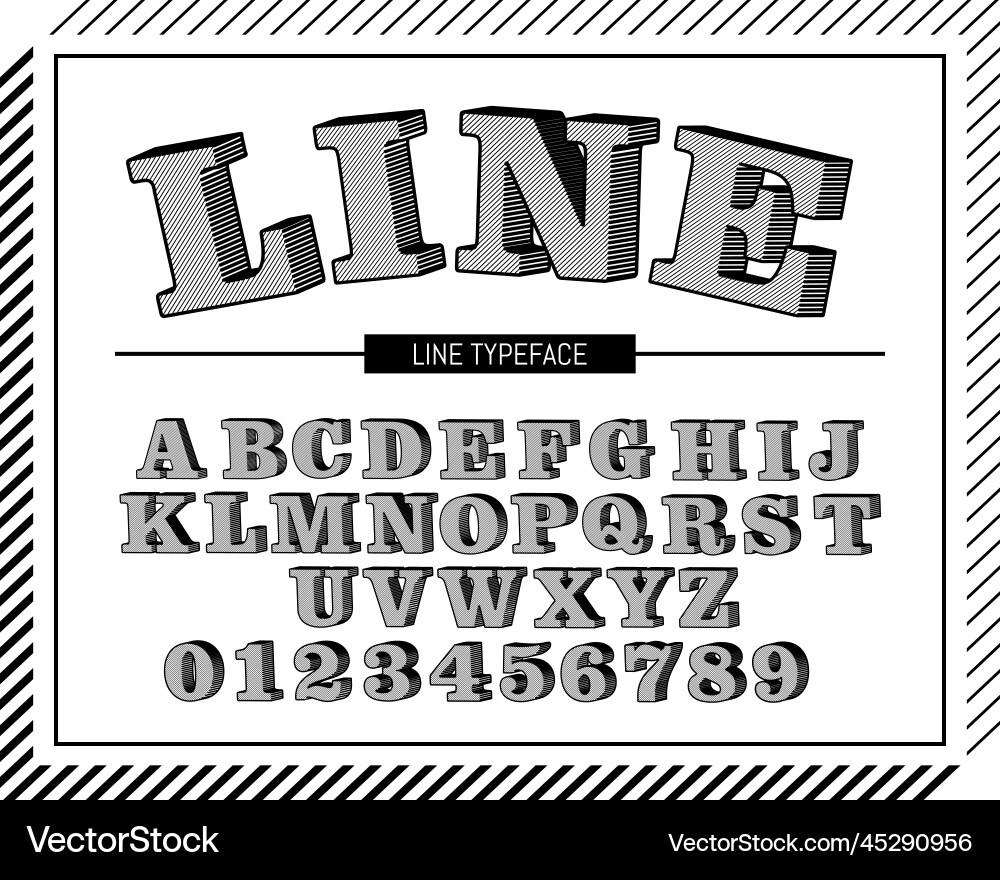 Stripe line typeface Royalty Free Vector Image
