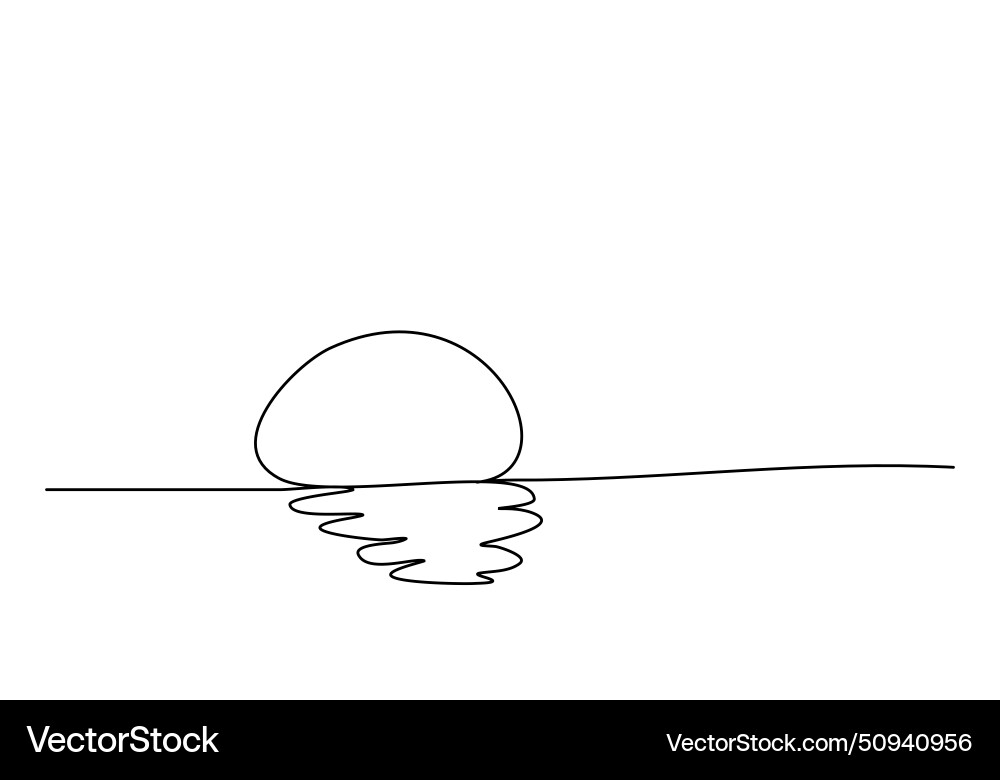 Sunset one line drawing Royalty Free Vector Image