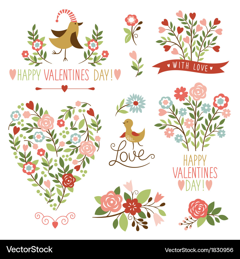 Valentines day graphic elements set Royalty Free Vector