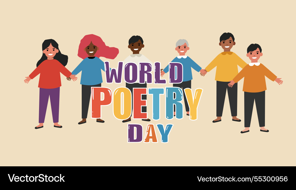 World poetry day unity in diversity Royalty Free Vector